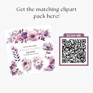 Watercolor Mauve Floral Digital Papers: Purple Wedding Flowers (300 DPI ...
