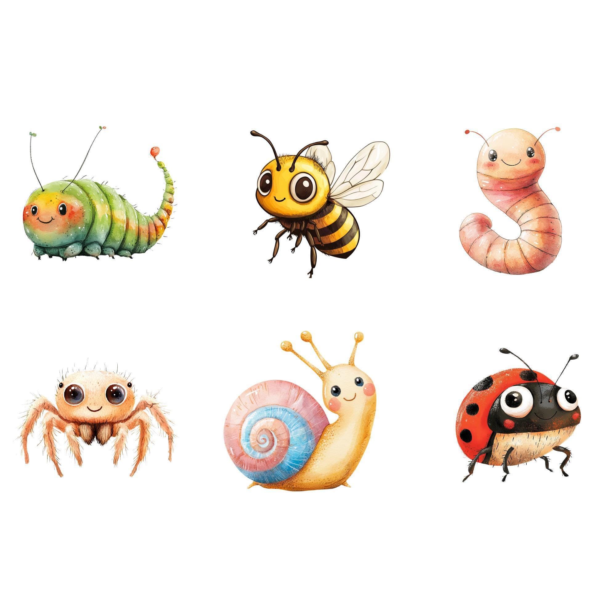 Cute Bugs Clipart | Creepy Crawlies | Cute Insects | Watercolor Bugs ...