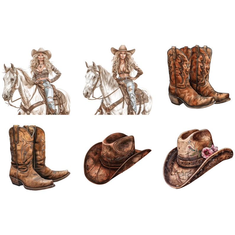 Watercolor Cowgirl Clipart Cowgirl Boots Png Wild West Western Cowgirl ...