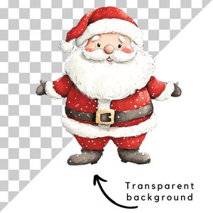 Watercolor Christmas Character Clipart: Santa, Elf, Angel (PNG Digital ...