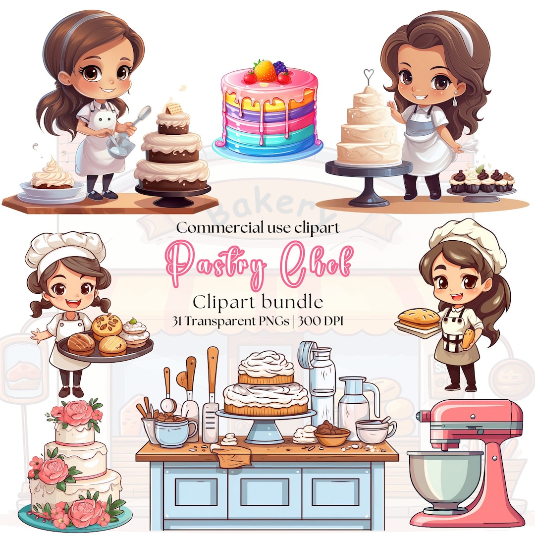 Cute Pastry Chef Clipart | Baking | Cute Baker Character | Baking Party ...