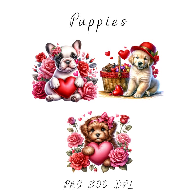 Valentines Puppies Clipart Cute Dog Cute Puppy Romantic Love Day Cute ...
