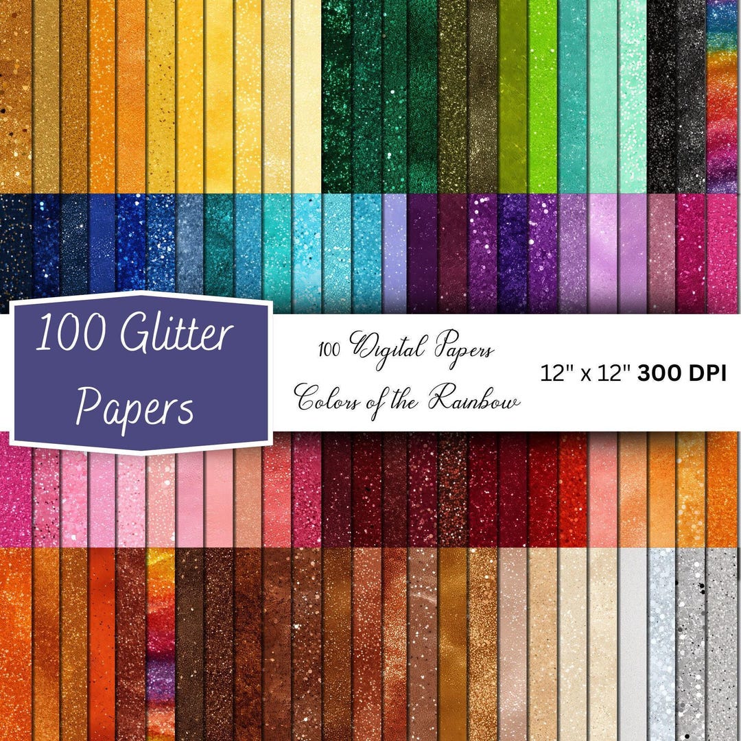 Glitter Digital Papers | Glittery Paper | Seamless Glitter | Rainbow ...