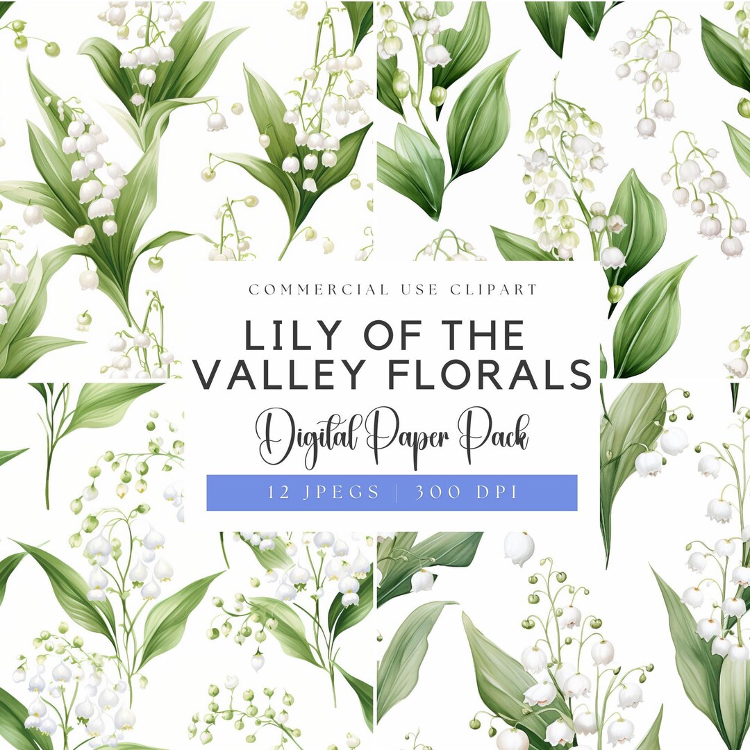 Watercolor Lily of the Valley Digital Paper: Wedding Floral (digital ...