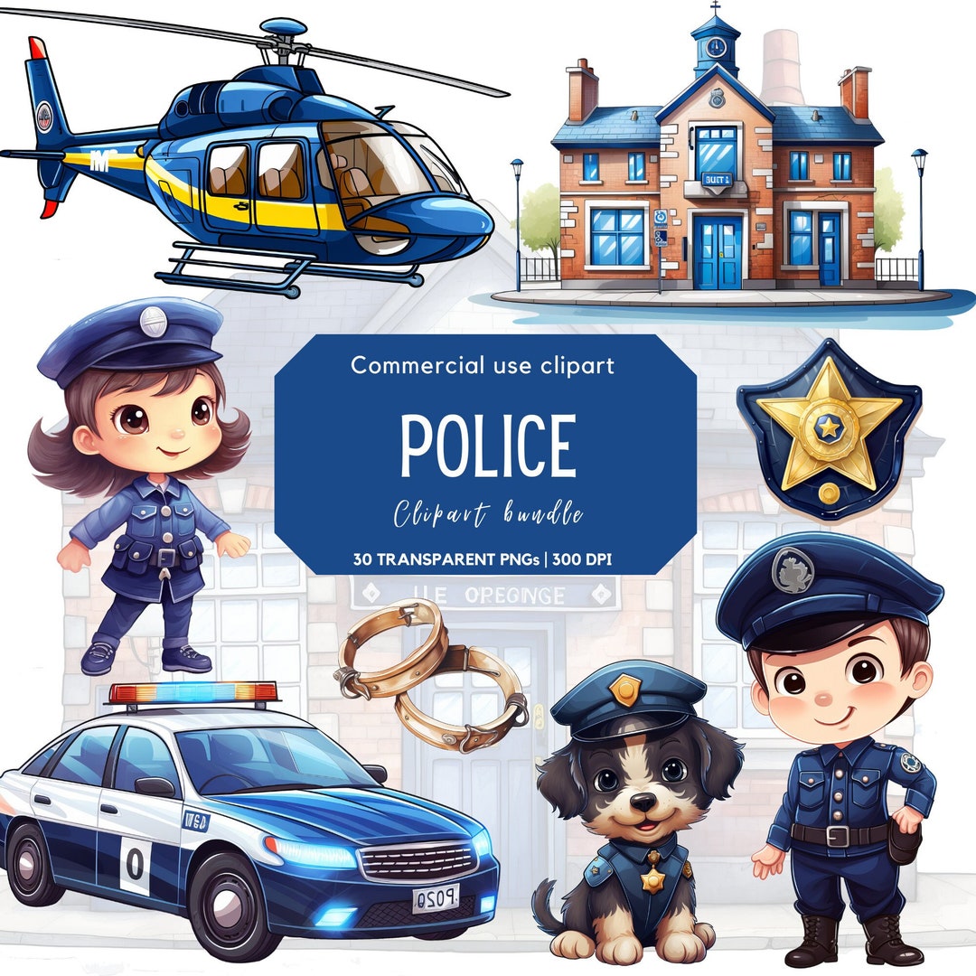 Watercolor Police Clipart Policeman Police Station Police Car Police ...