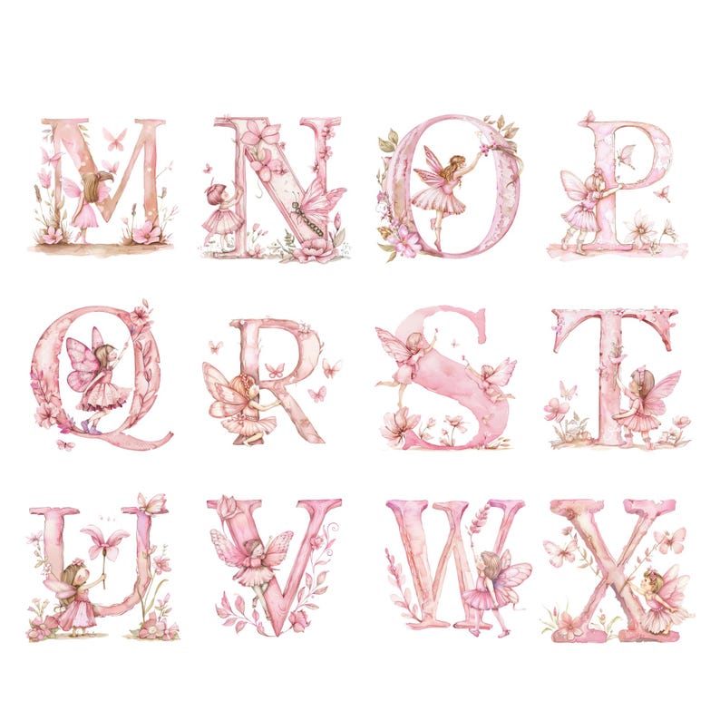 Pink Fairy Alphabet Clipart Fairies Png Pink Alphabet Fairy A to Z ...