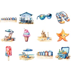 Watercolor at the Beach Clipart | Vacation | Ocean | Travel | Summer ...