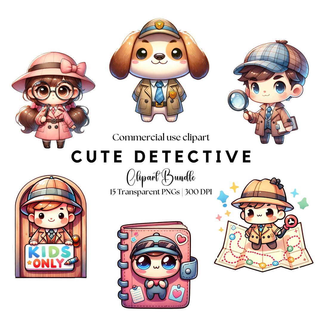 Cute Detective Clipart | Secret Agent & Mystery PNG | Private ...