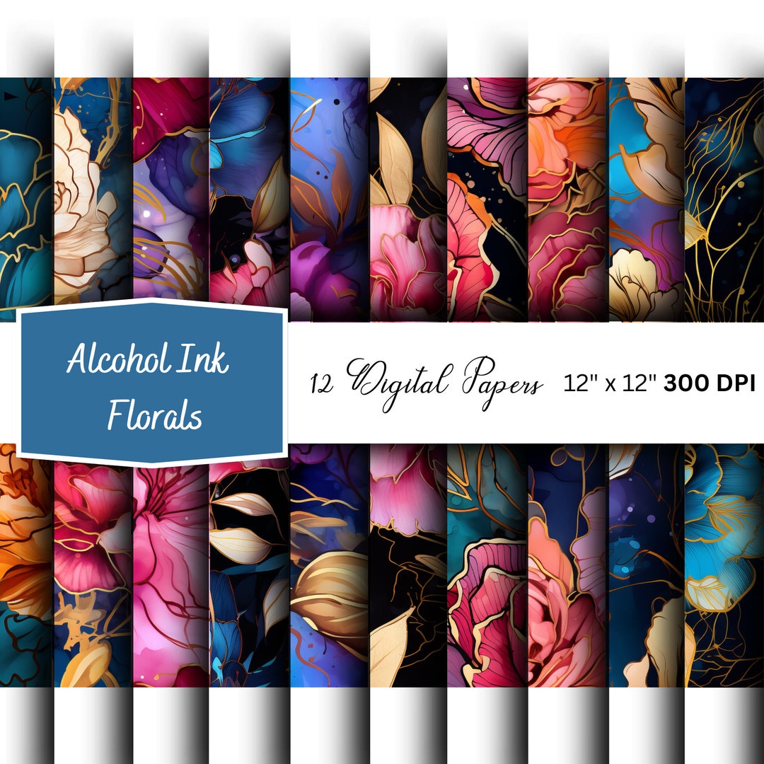 Alcohol Ink Floral Digital Papers Printable Paper Seamless Pattern Digital Crafts Floral Pattern ...