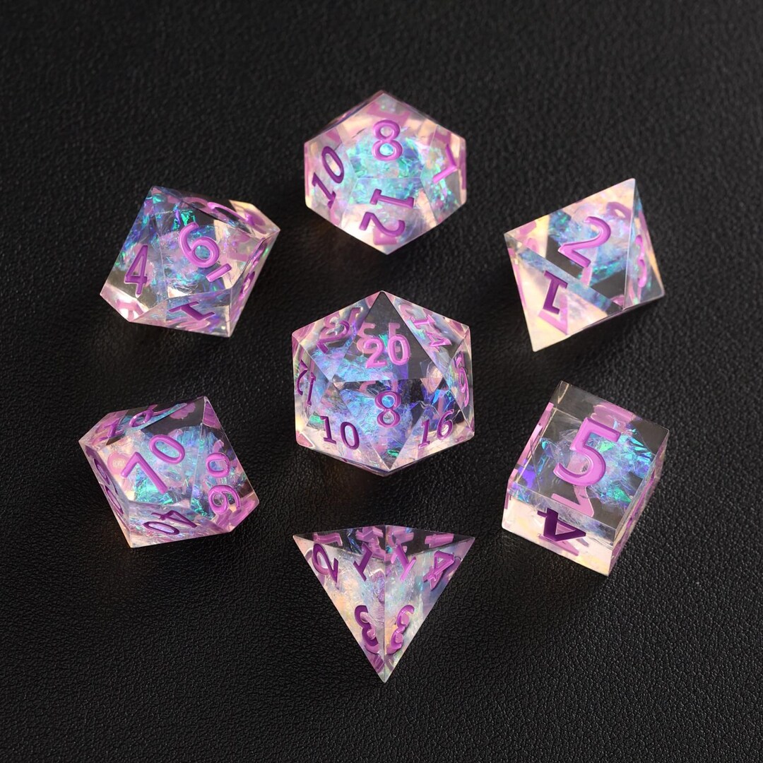 Light Purple DND Dice Set, Light Purple Resin Sharp Edge D&D Dice Set ...