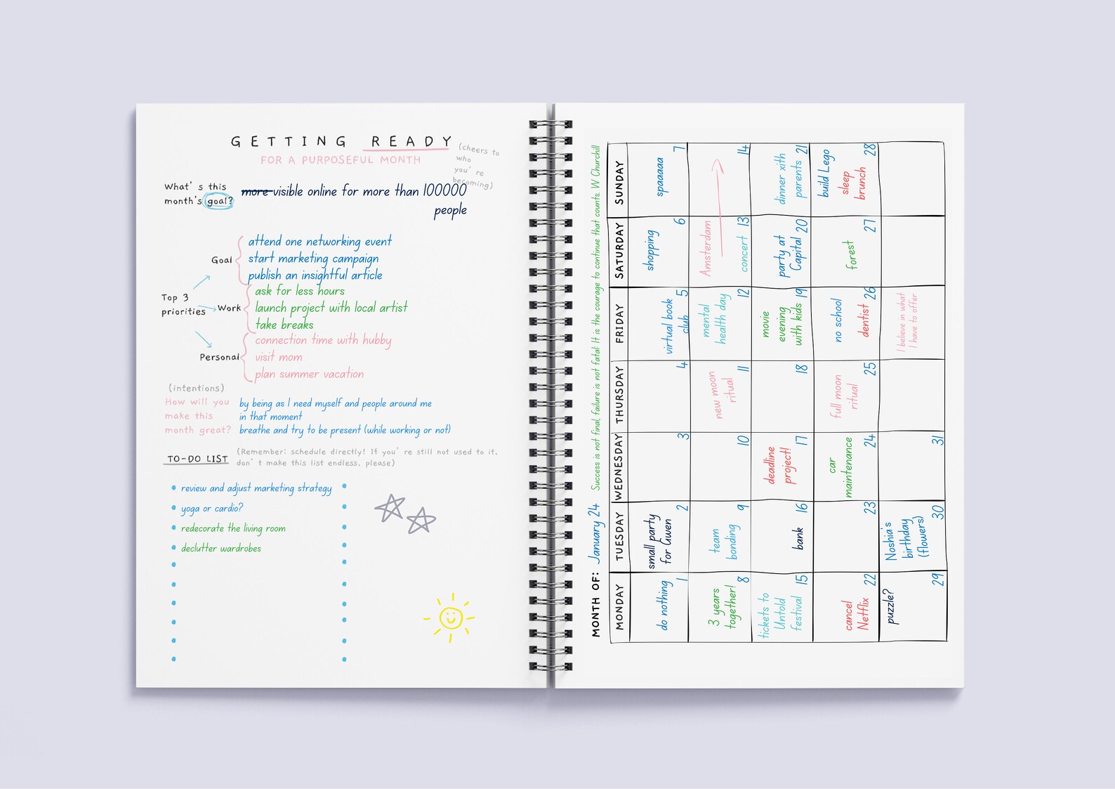Undated Daily Monthly Planner: My Messy Planner 3 Months Focus on Goals ...