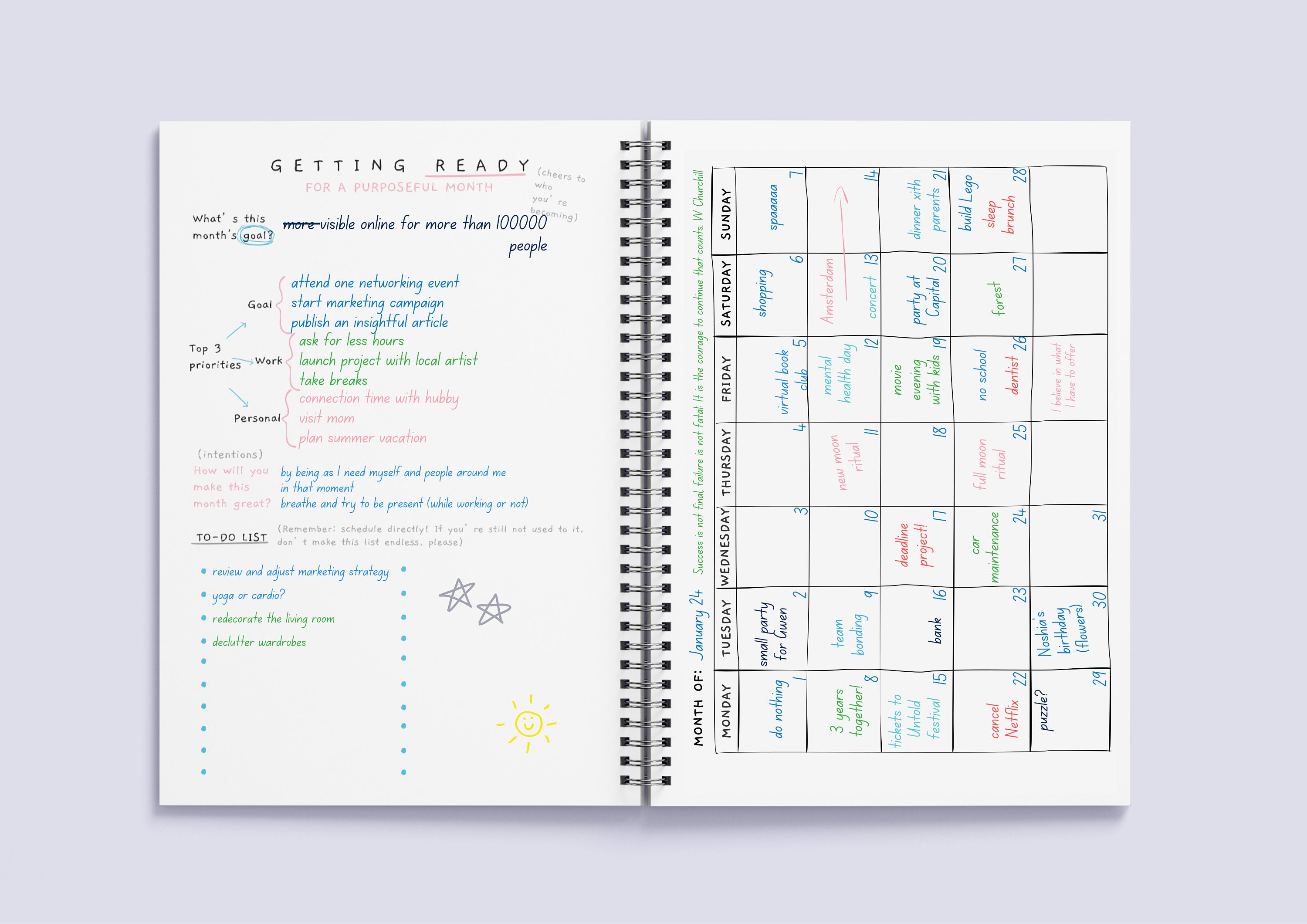 Undated Daily Monthly Planner: My Messy Planner 3 Months Focus on Goals ...