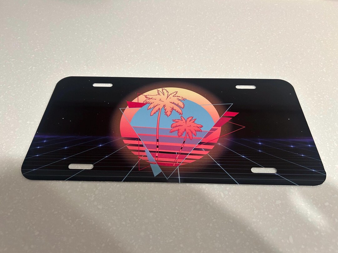 80s Retro Palm Tree License Plate: Car Accessory, Vanity Plate - Etsy