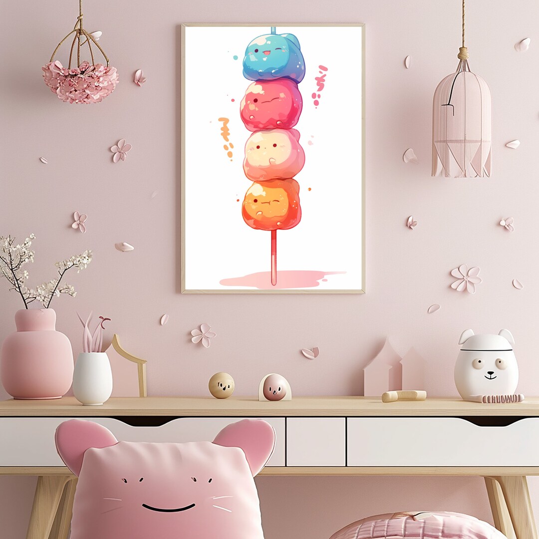 Joyful Dango Friends Printable Art Whimsical Anthropomorphic Dumplings ...