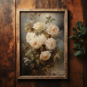 Rustic Fall Roses Art | Antique-inspired Floral Digital Print | Classic ...