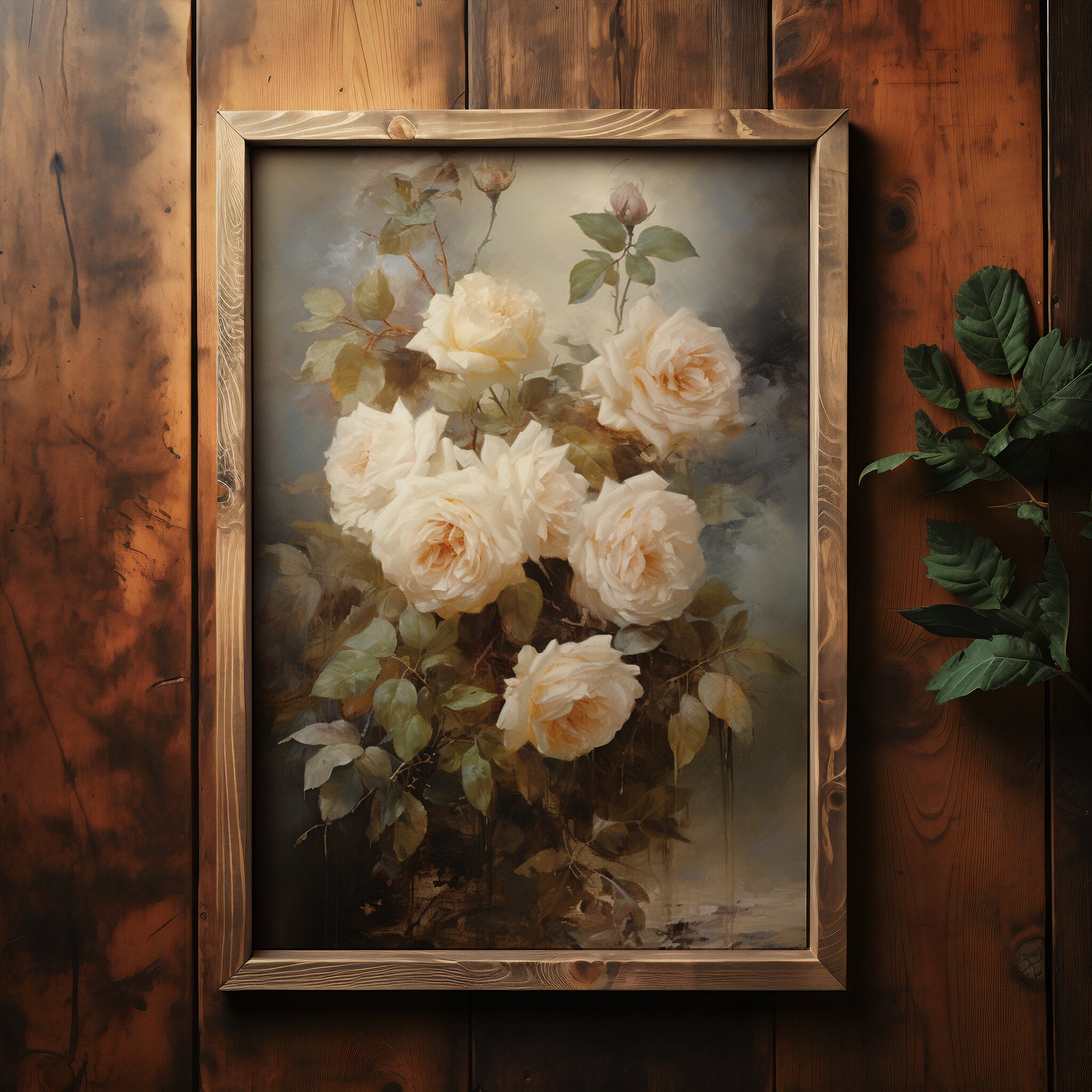 Rustic Fall Roses Art | Antique-inspired Floral Digital Print | Classic ...