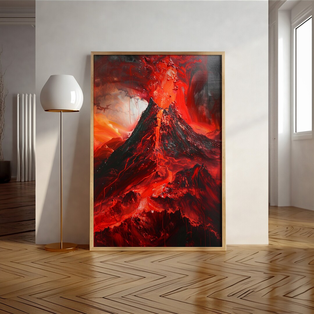 Erupting Volcano Abstract Art | Vivid Lava Flow Painting | Fiery ...