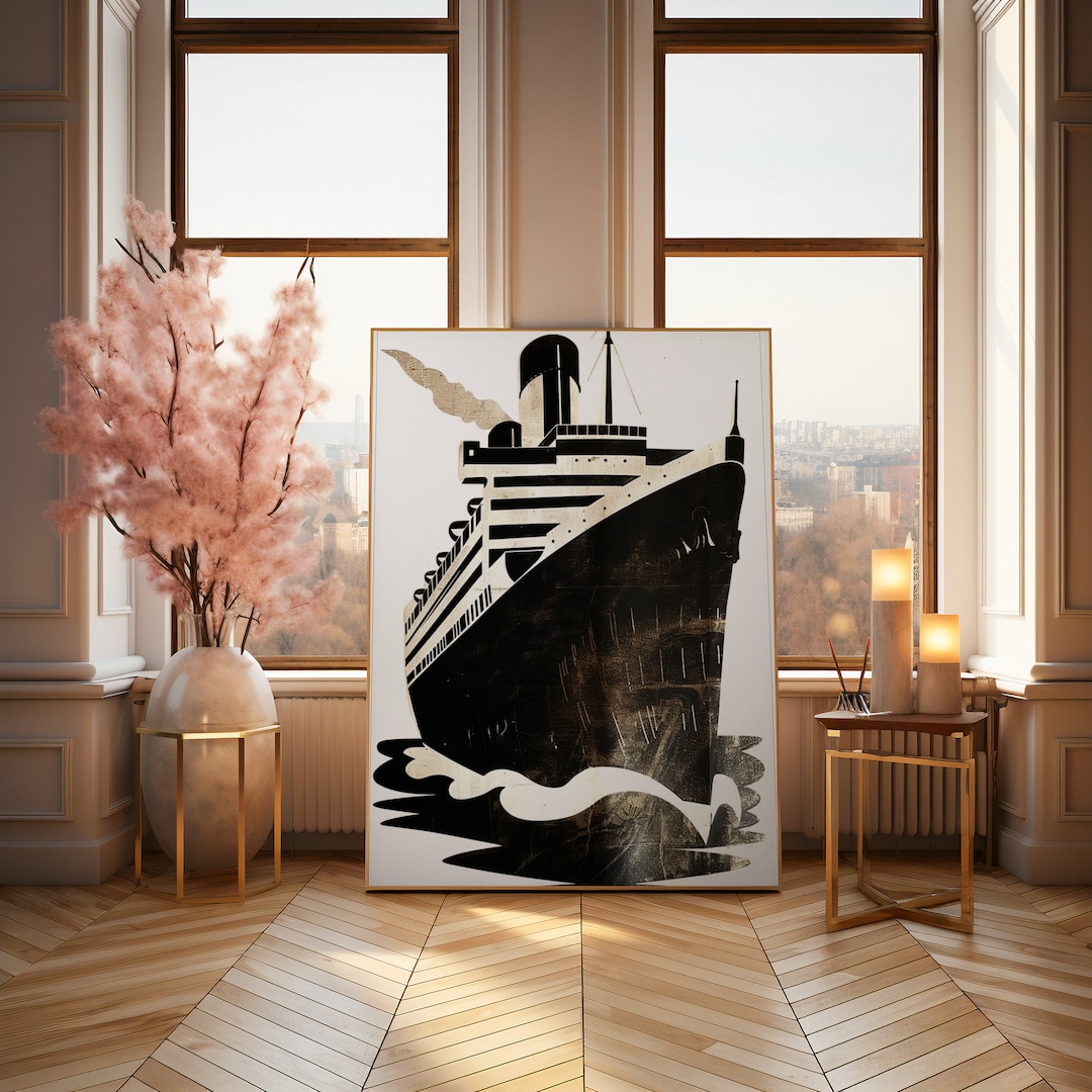 Art Deco Ocean Liner Print | Vintage Cruise Ship Illustration ...