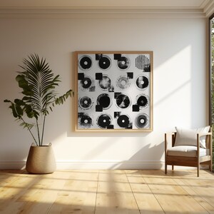 Abstract Black Shapes Digital Art | Op Art Inspired Vinyl Record Look ...