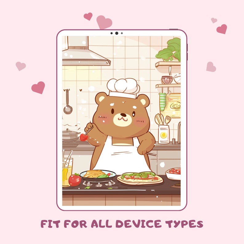Kawaii Bear Chef Digital Art | Cute Cooking Animal Illustration ...