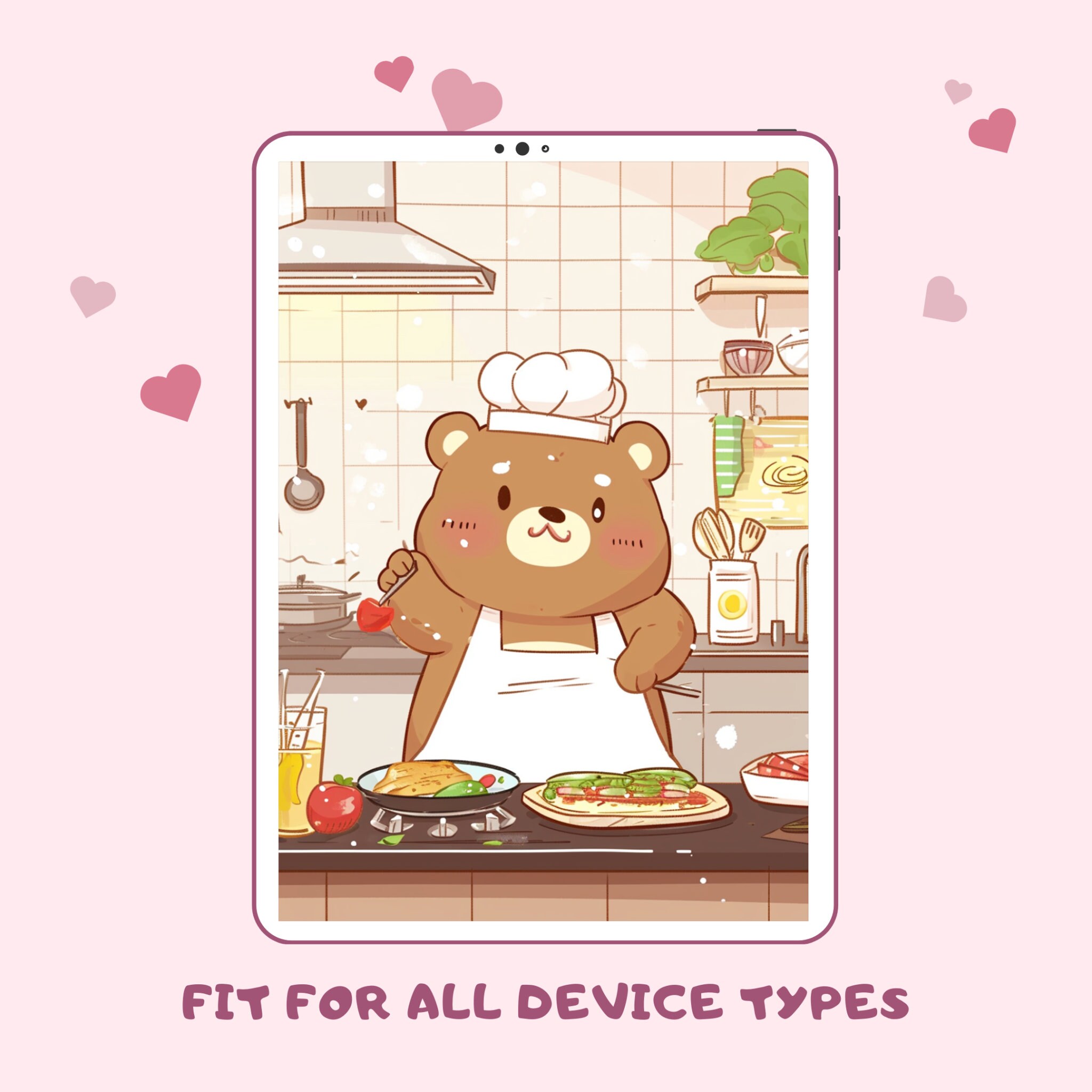 Kawaii Bear Chef Digital Art | Cute Cooking Animal Illustration ...