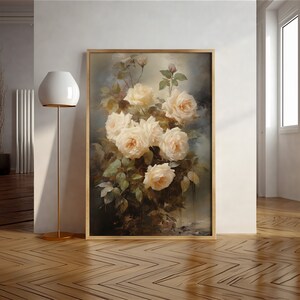Rustic Fall Roses Art | Antique-inspired Floral Digital Print | Classic ...