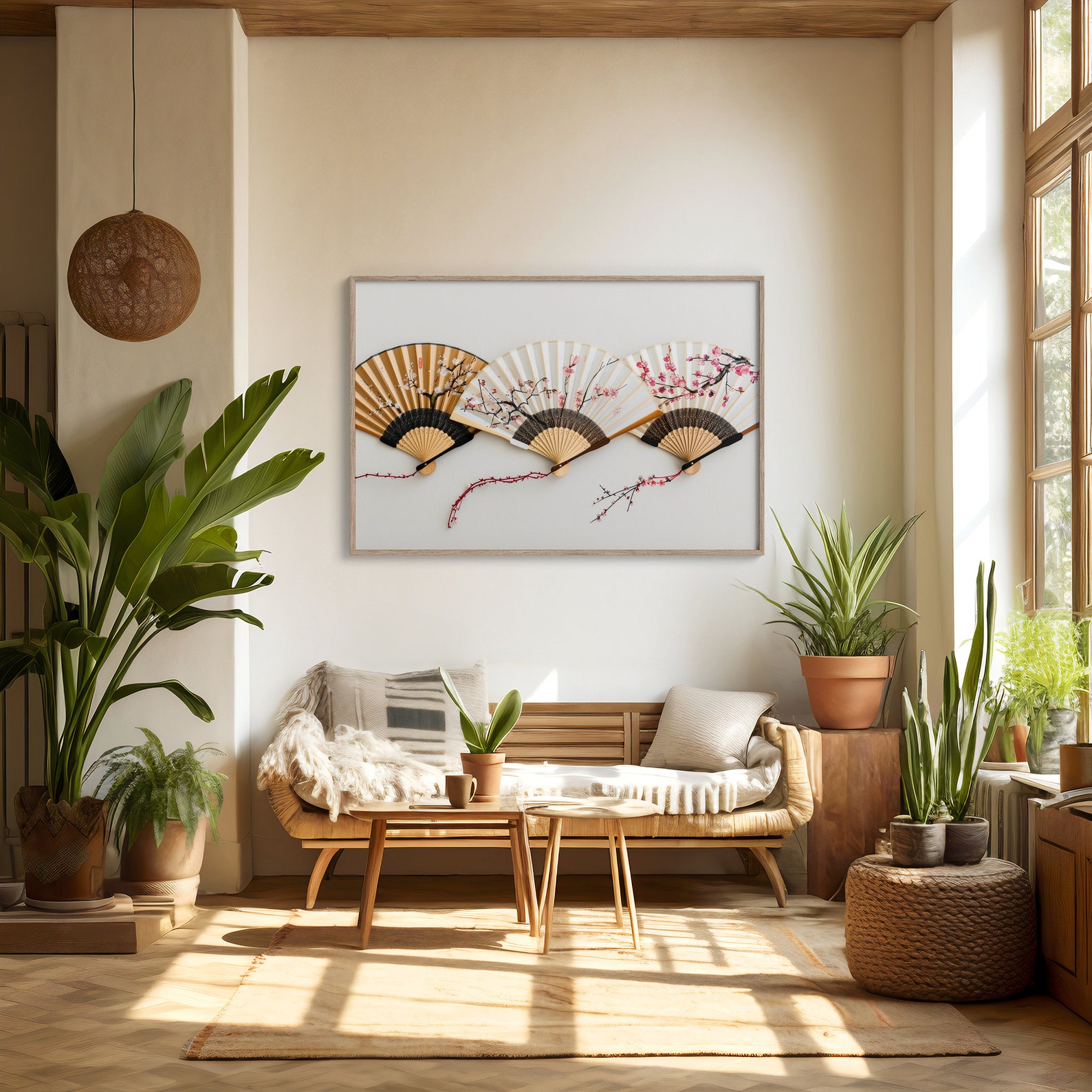 Cherry Blossom Fans Print | Asian-inspired Wall Art | Sakura Folding ...