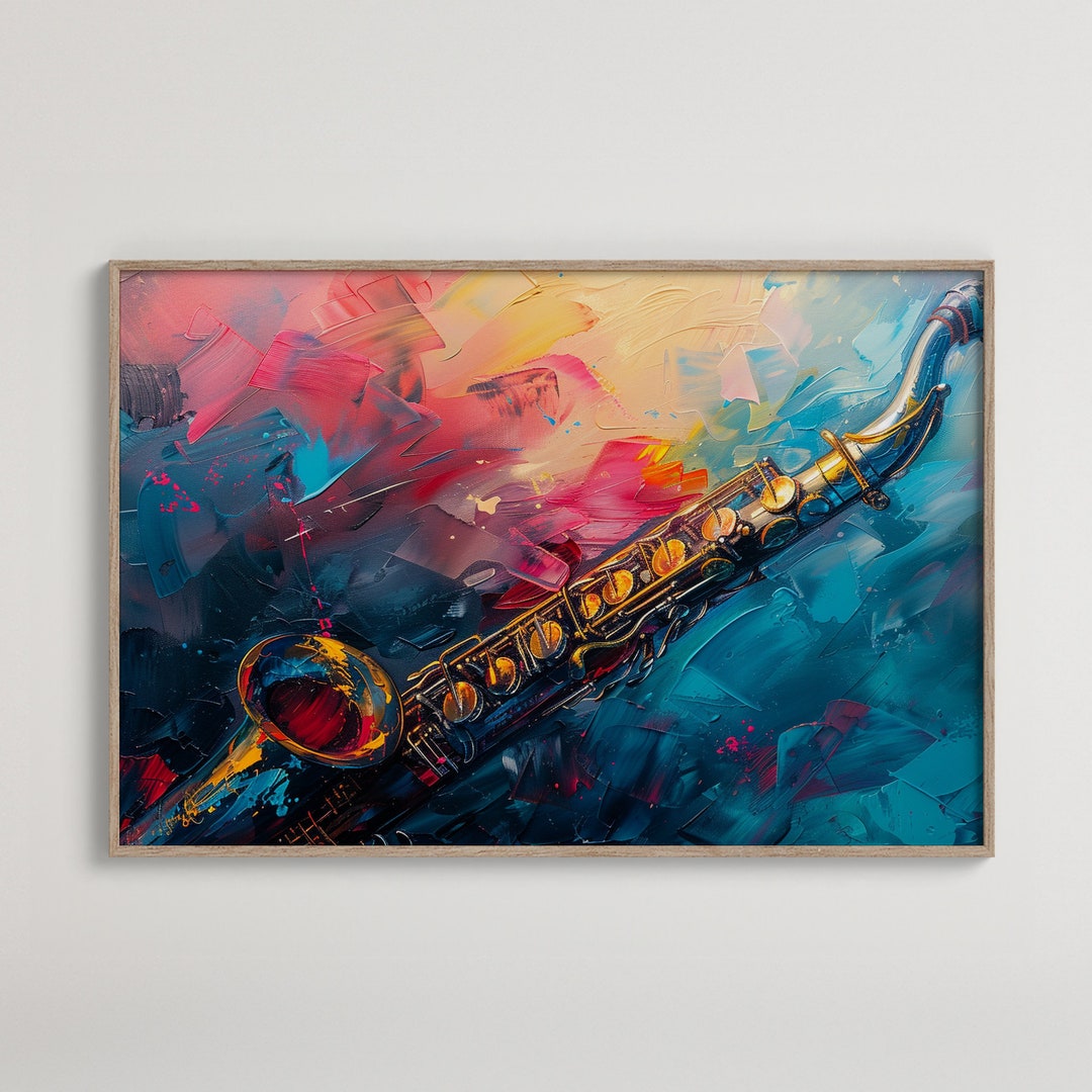 Jazz Saxophone Digital Art Print | Abstract Musical Landscape | Vibrant ...