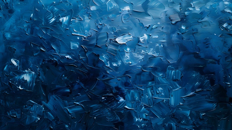 Abstract Blue Texture Art | Modern Impasto Painting | Digital Print ...