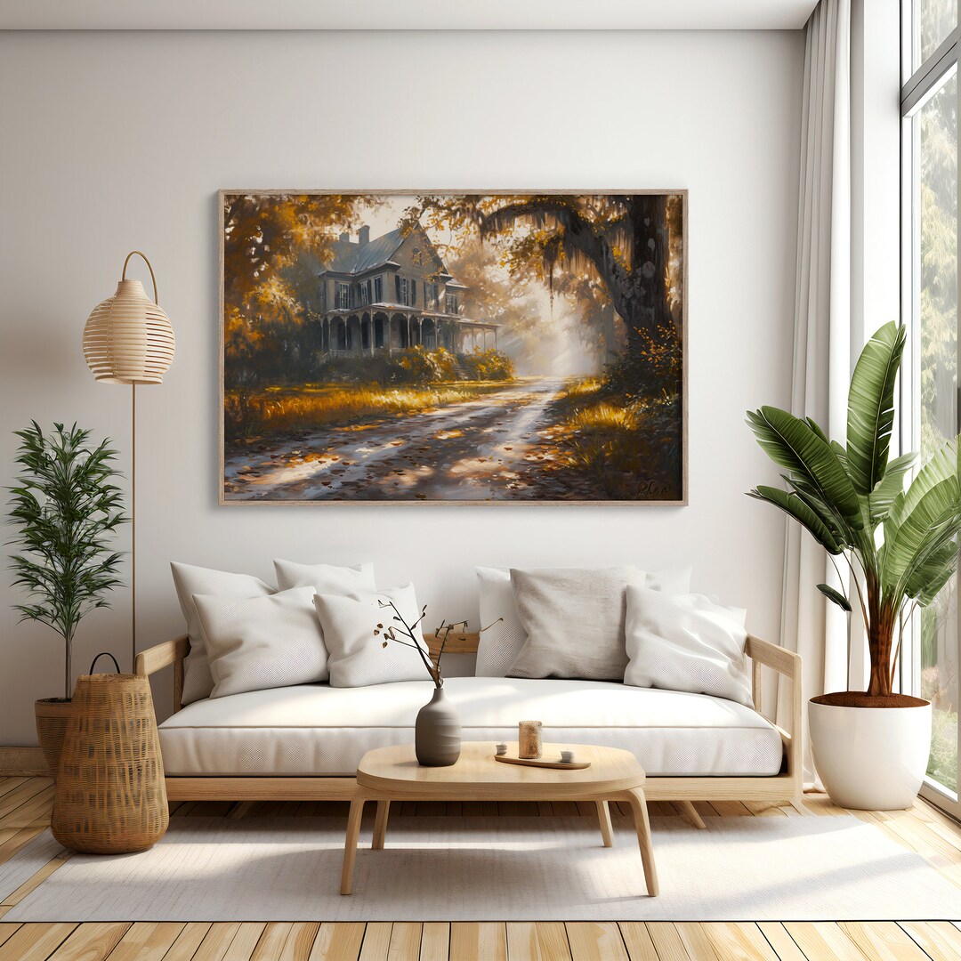 Rustic Fall Mansion Art | Antique Southern House Digital Print ...