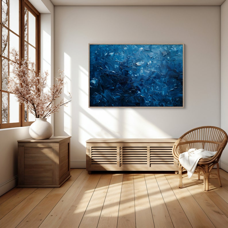 Abstract Blue Texture Art | Modern Impasto Painting | Digital Print ...