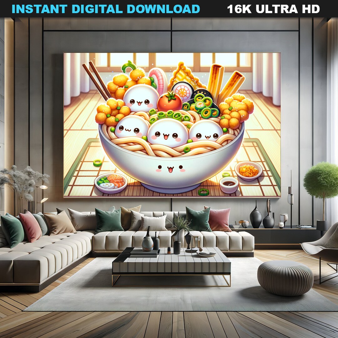 Kawaii Udon Noodle Bowl Art | Cute Anime Food Wallpaper | Charming ...