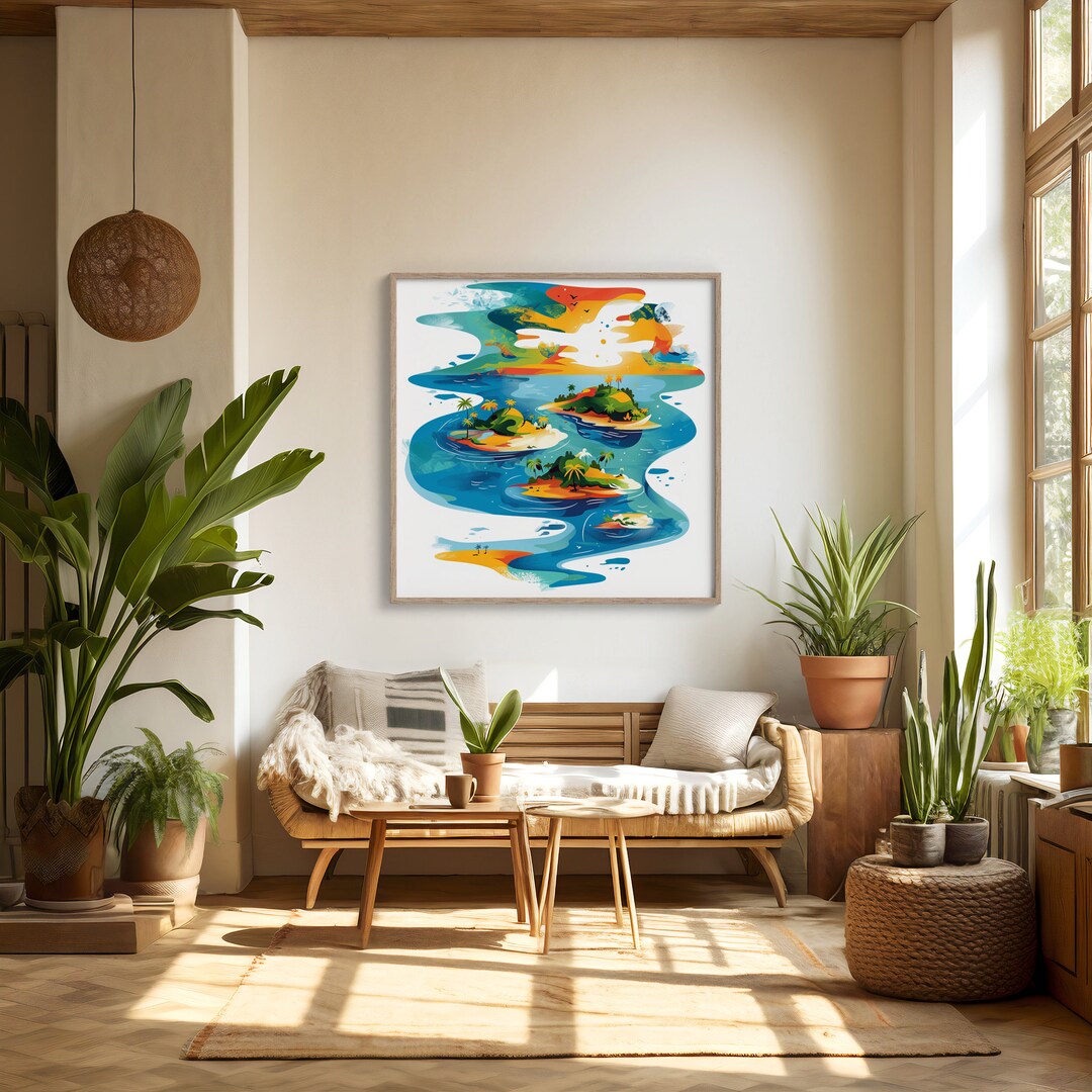 Tropical Islands Abstract Art | Vibrant Ocean Island Scenery ...