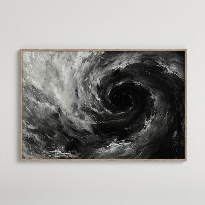 Abstract Landscape Digital Art Mysterious Storm Vortex Expressive Brush ...