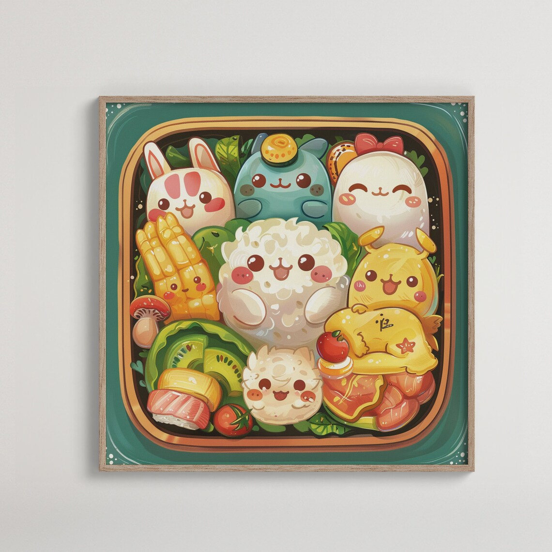 Cute Characters Bento Box Digital Art Print | Whimsical Food ...