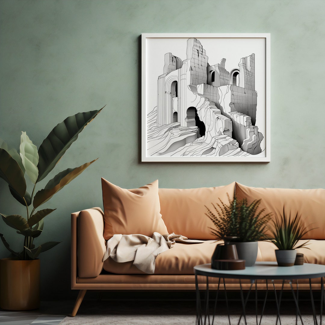 Dreamlike Architecture Digital Art | Monochromatic Surreal Building ...