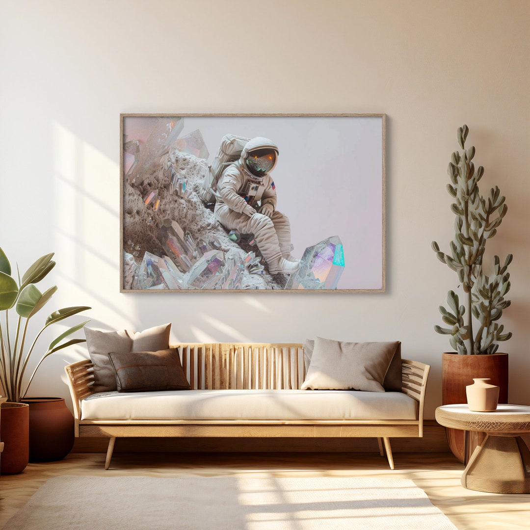 Cosmic Explorer Digital Print | Astronaut Crystal Landscape | Sci-fi ...