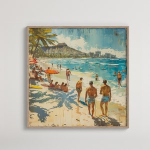 Tropical Beach Scene Digital Print | Vibrant Seaside Artwork ...