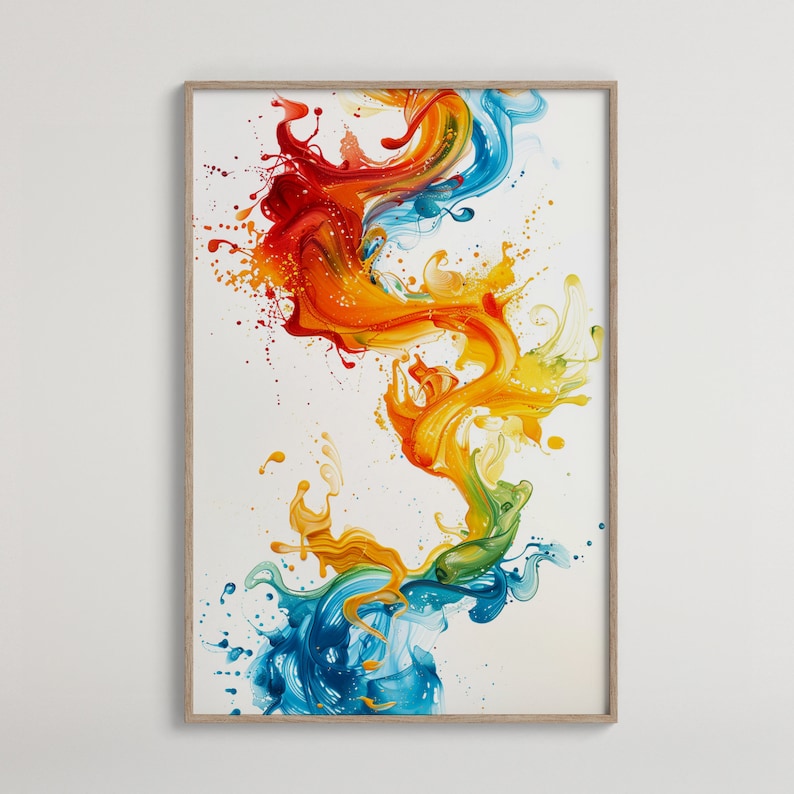 Colorful Abstract Art | Dynamic Paint Swirl Digital Print | Vivid Home ...