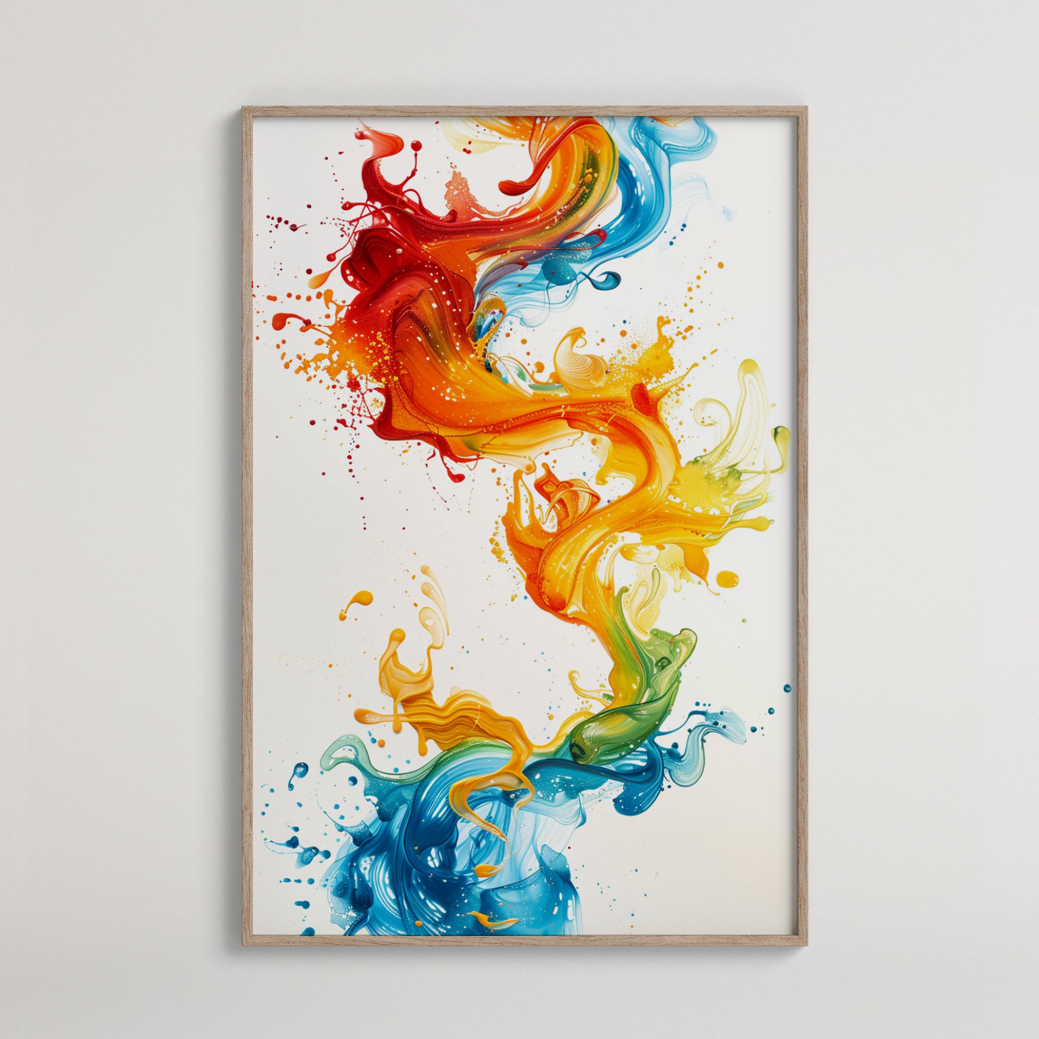 Colorful Abstract Art | Dynamic Paint Swirl Digital Print | Vivid Home ...