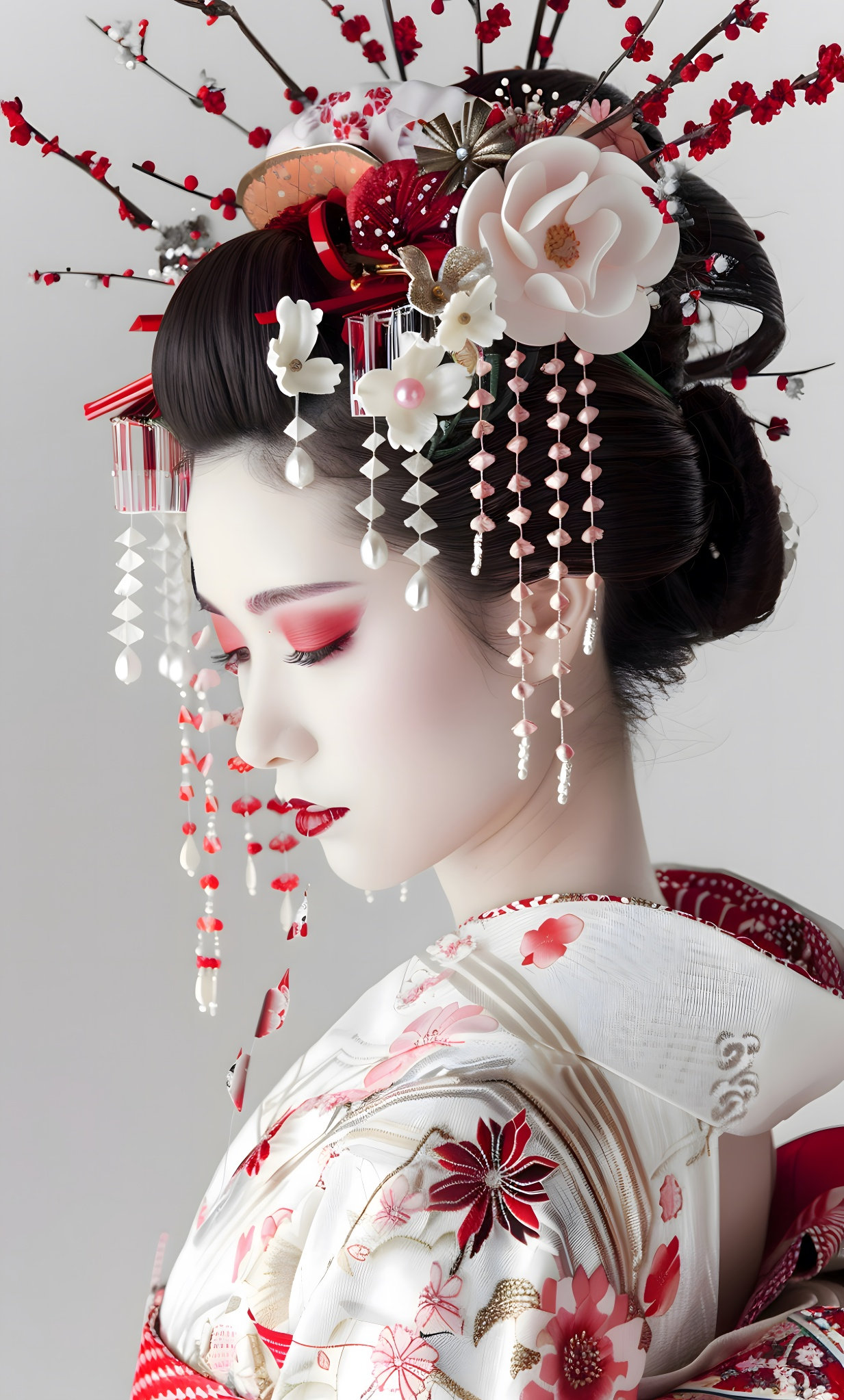 Traditional Japanese Attire Digital Art Elegant Maiko Geisha Portrait ...