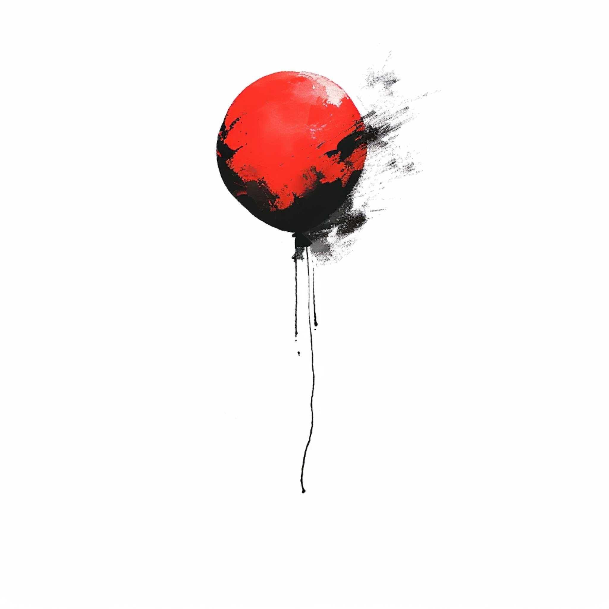 Red Balloon Abstract Art | Modern Expressionism Wall Decor | Minimalist ...