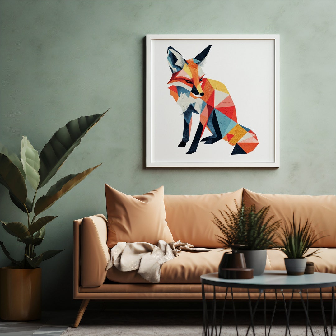 Geometric Fox Art Print | Modern Abstract Animal Wall Art | Colorful ...