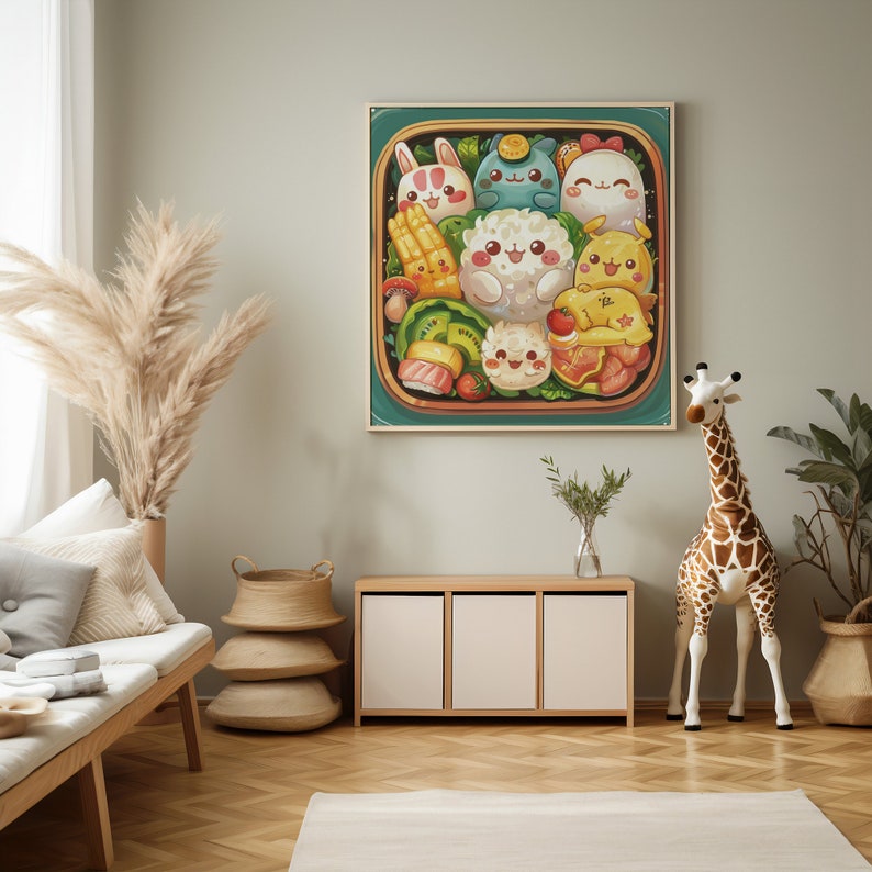 Cute Characters Bento Box Digital Art Print | Whimsical Food ...