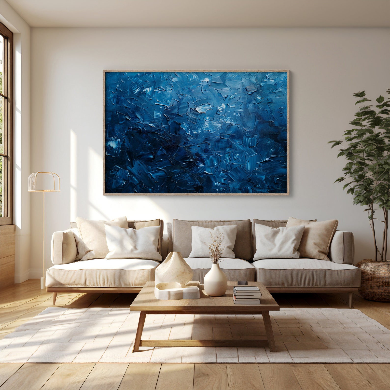 Abstract Blue Texture Art | Modern Impasto Painting | Digital Print ...