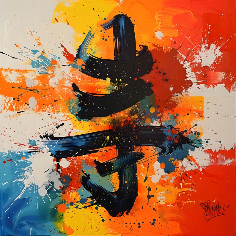Abstract Expressionist Art Digital Print | Bold Contrast Brush Strokes ...