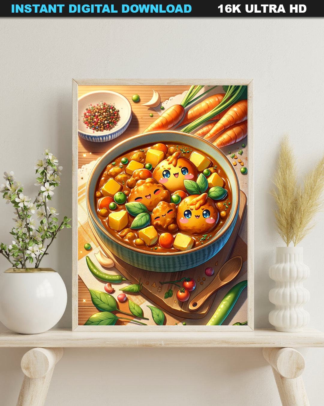 Kawaii Food Art Adorable Japanese Curry Wallpaper Cute Anime Style ...