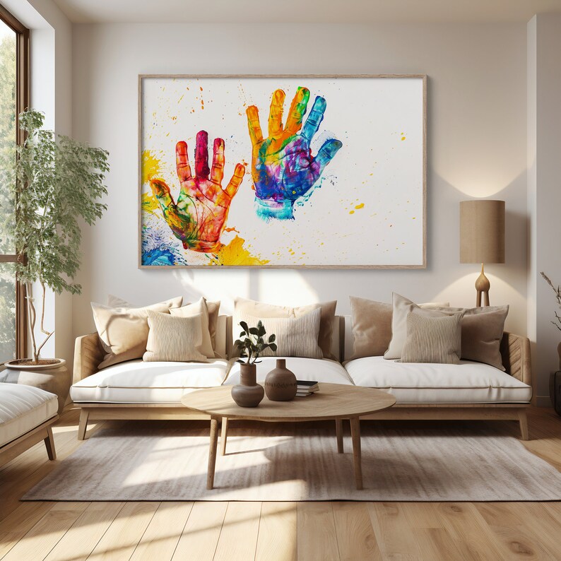 Colorful Handprints Digital Art | Warm and Cool Colors Play | Paint ...