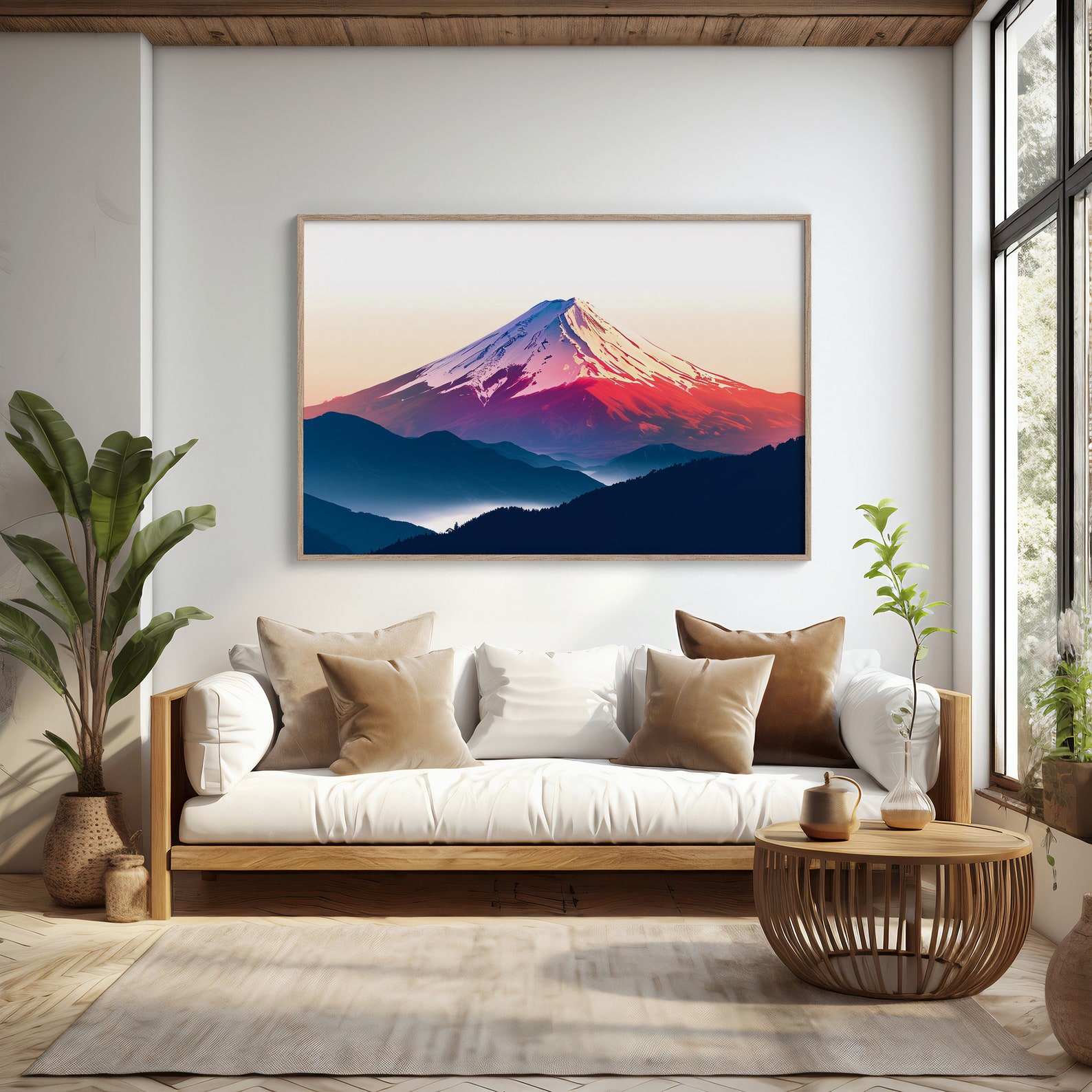 Majestic Mountain Sunset Art | Snow-capped Peaks & Rolling Hills ...
