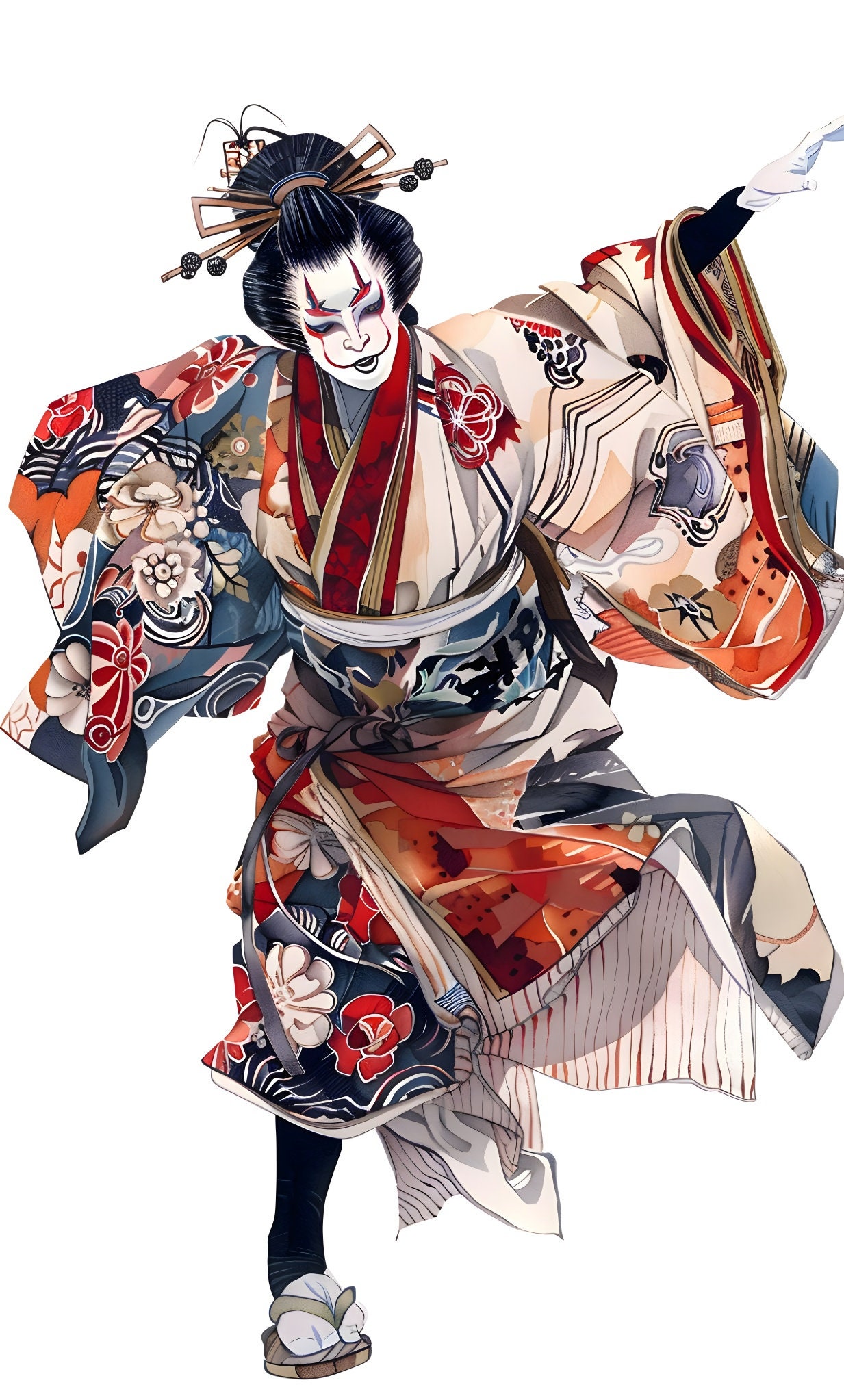 Japanese Kabuki Actor Art Print Traditional Performance Portrait ...